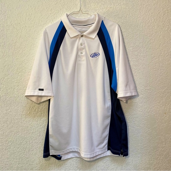 TEHAMA | Shirts | Miller Lite Polo Mens Xl White Short Sleeve Shirt ...